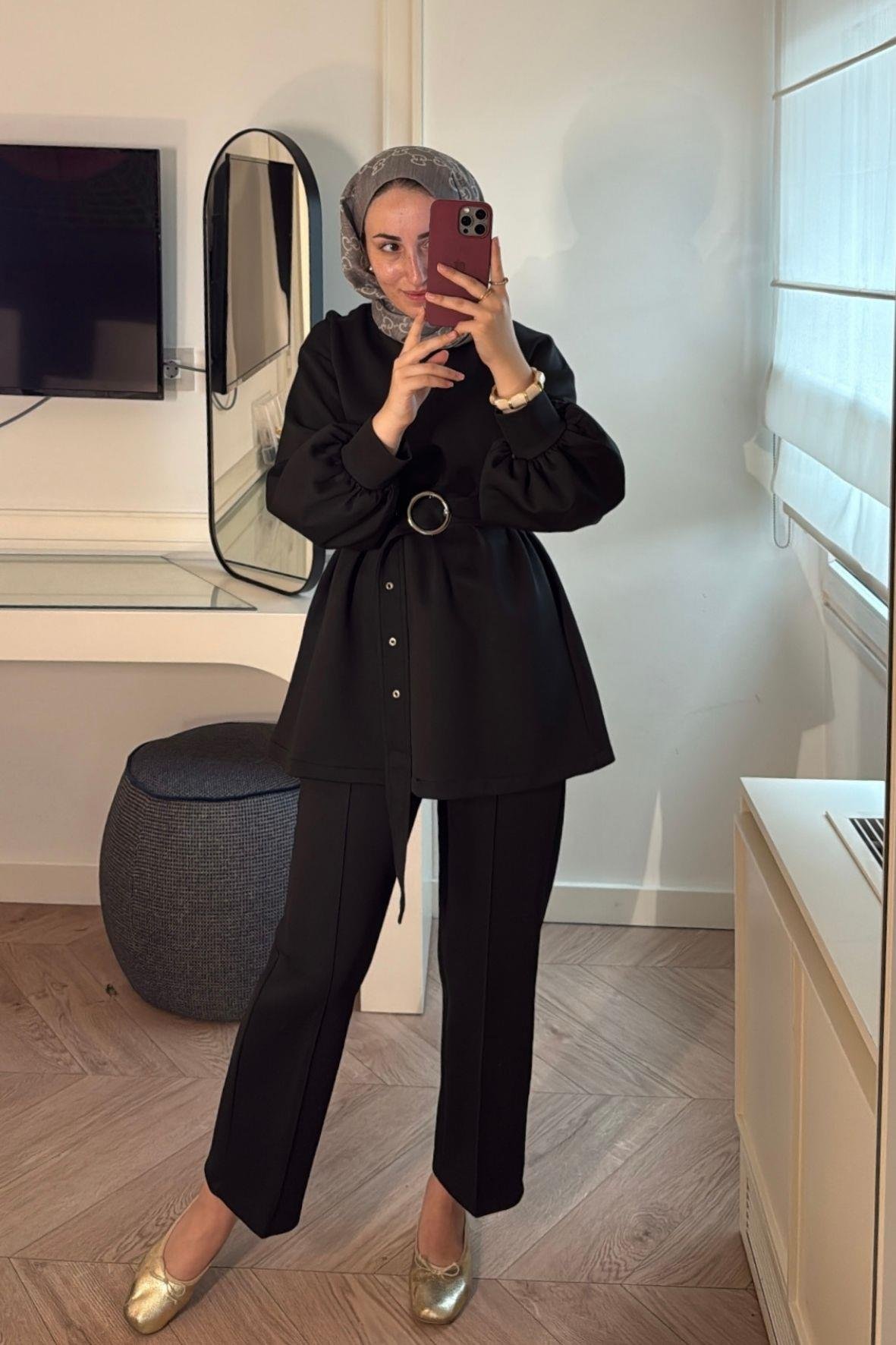 Azel Kemerli Scuba Takım-Siyah