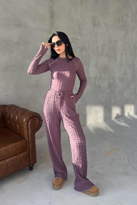 Lila Rengi Dokulu Bahar Basic Rahat Takım - Seda Yalçın Atelier