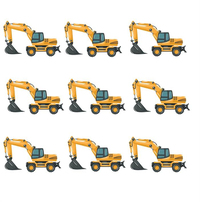 İnşaat Kepçe Temalı Sticker 10 Adet - 5 cm