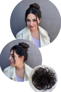 Takıştır Bijuteri | Koyu Kahverengi Renk Dağınık Topuz Efektli Toka