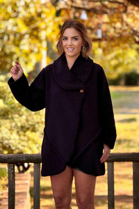 Siyah Tek Düğmeli Tasarım Mont