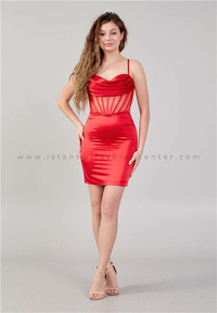 HOT CONTACT Sleeveless Mini Satin Bodycon Regular Red Cocktail Dress ...