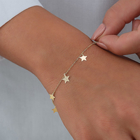14 Ayar Altın Beşli Yıldız Modeli Bileklik