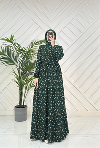 0136 Y175 KARSIS+beli bağlanabilir önü yarım düğmeli çiçek desenli ...