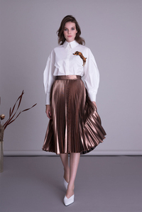 Outlet Women's Pilisoley Shiny Knee Length Black Skirt | Gizia Wholesale