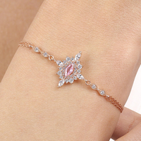 Pink Taşlı Asil Hanedan Nişanı Rose Renk Vintage Gümüş Bileklik