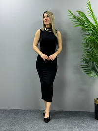 Sally Siyah Sandy Drapeli Elbise