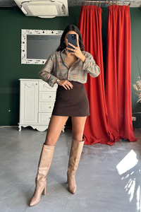 Kalem Mini Etek KAHVE