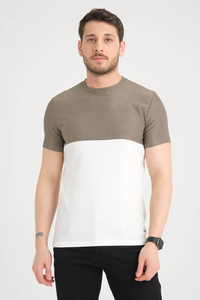 Men two-color t-shirt wholesale Khaki-White color | Wholesale T-Shirt