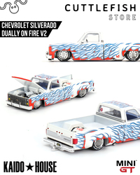 Mini GT 1/64 Chevrolet Silverado Dually on Fire V2 KHMG157